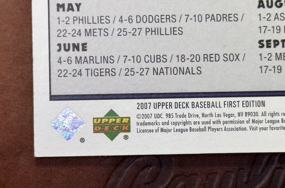 Hall Of Fame 3rd Base Chipper Jones - 2007 UD 1st Edition Pennant ...