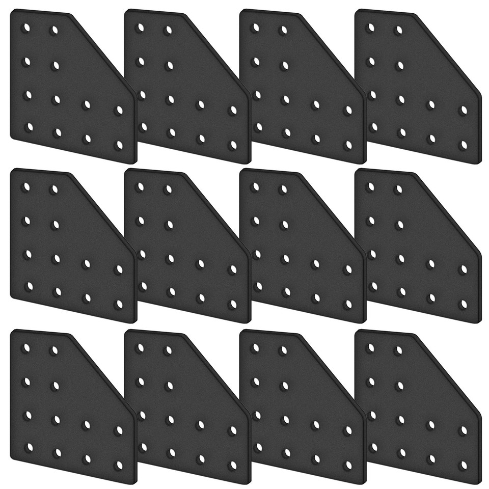 12pcs Black Aluminum 2040 T Slot Corner Bracket 12-Hole V Slot T Nut ...