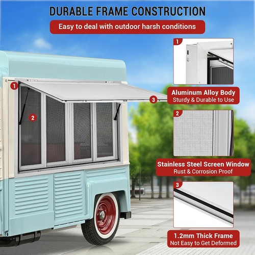 Concession Stand Serving Window Food Truck Service Awning With 4 Screen ...
