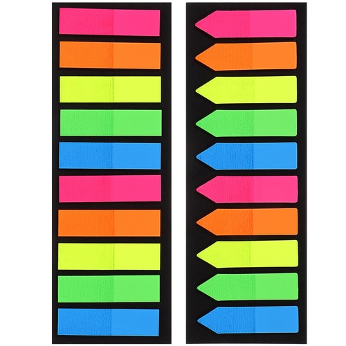 2 Sets Fluorescent Pointed Stickers Writable Sticky Tabs Bookmarks | eBay