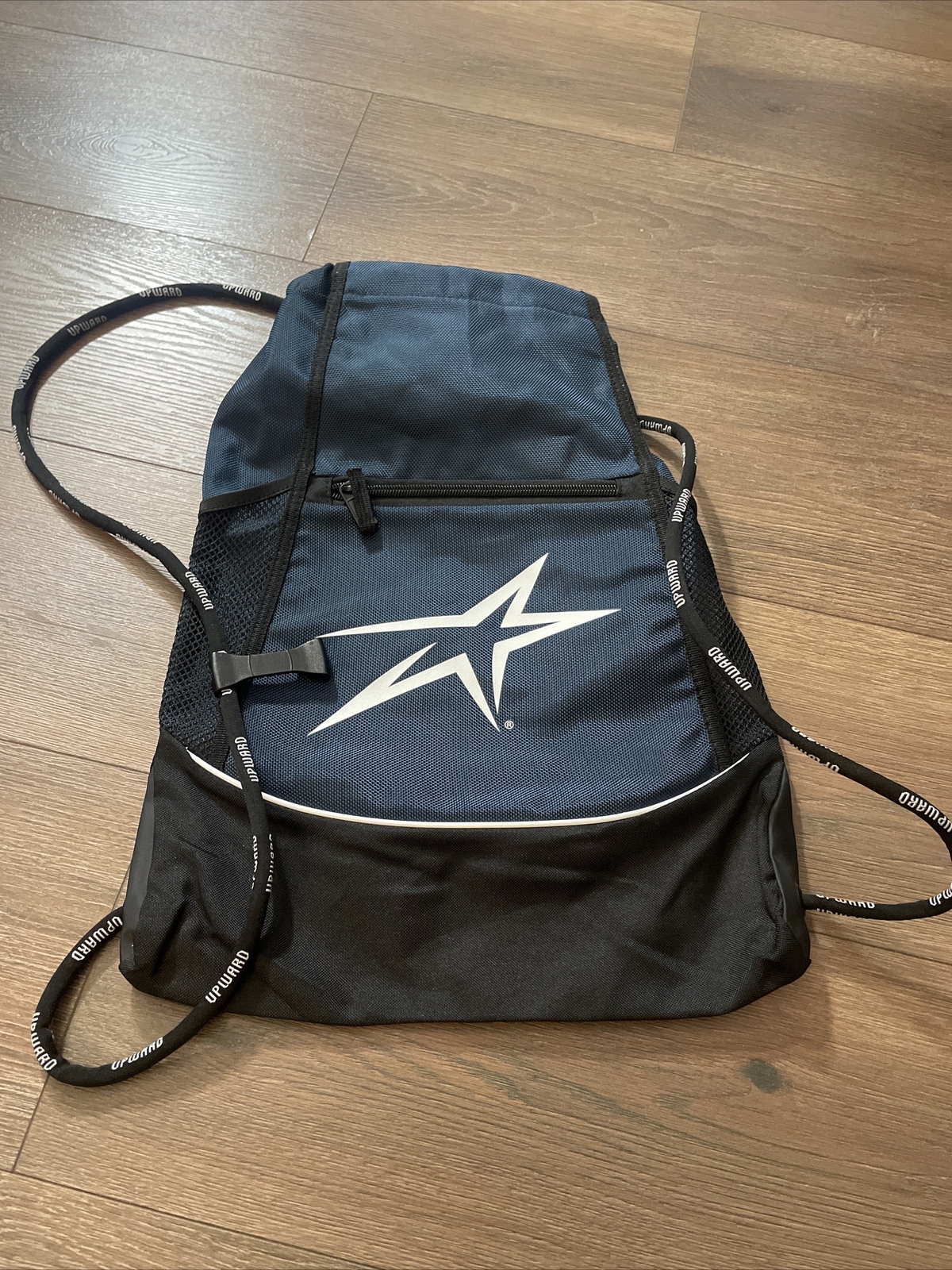 Upward Sports Cinch Sack Bag Backpack Media Zipper Blue Play With Purpose | eBay