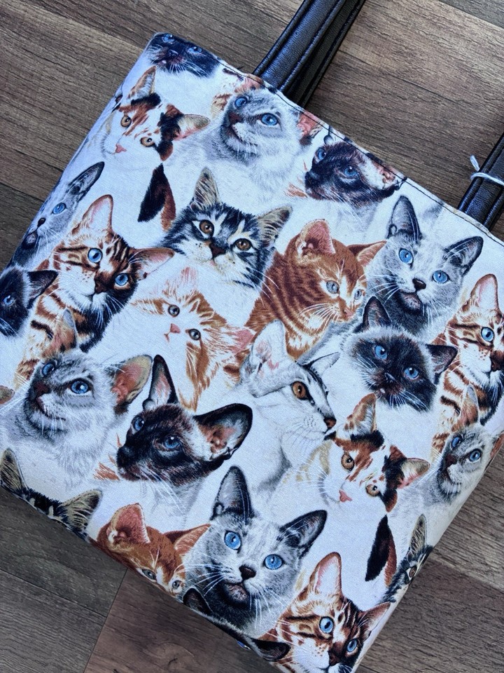 Vintage Allover Cat Print Tote Bag Purse Handbag Kitten Whimsical Y2K ...