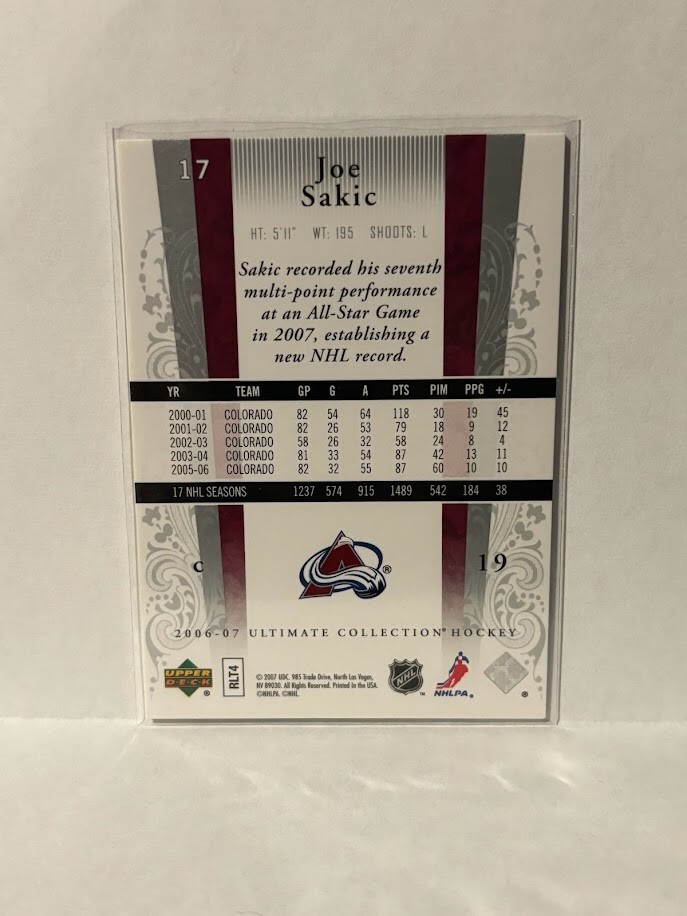 Joe Sakic 2006-07 Upper Deck Ultimate Collection Card # 17 069/699 | eBay