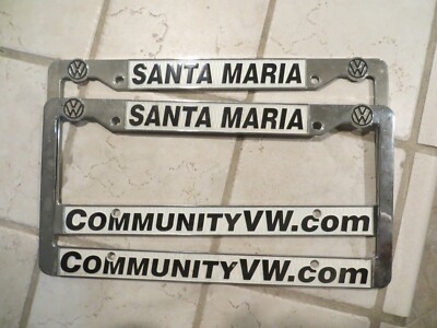 Vintage SANTA MARIA COMMUNITY VW.COM LICENSE PLATE HOLDERS SET | eBay