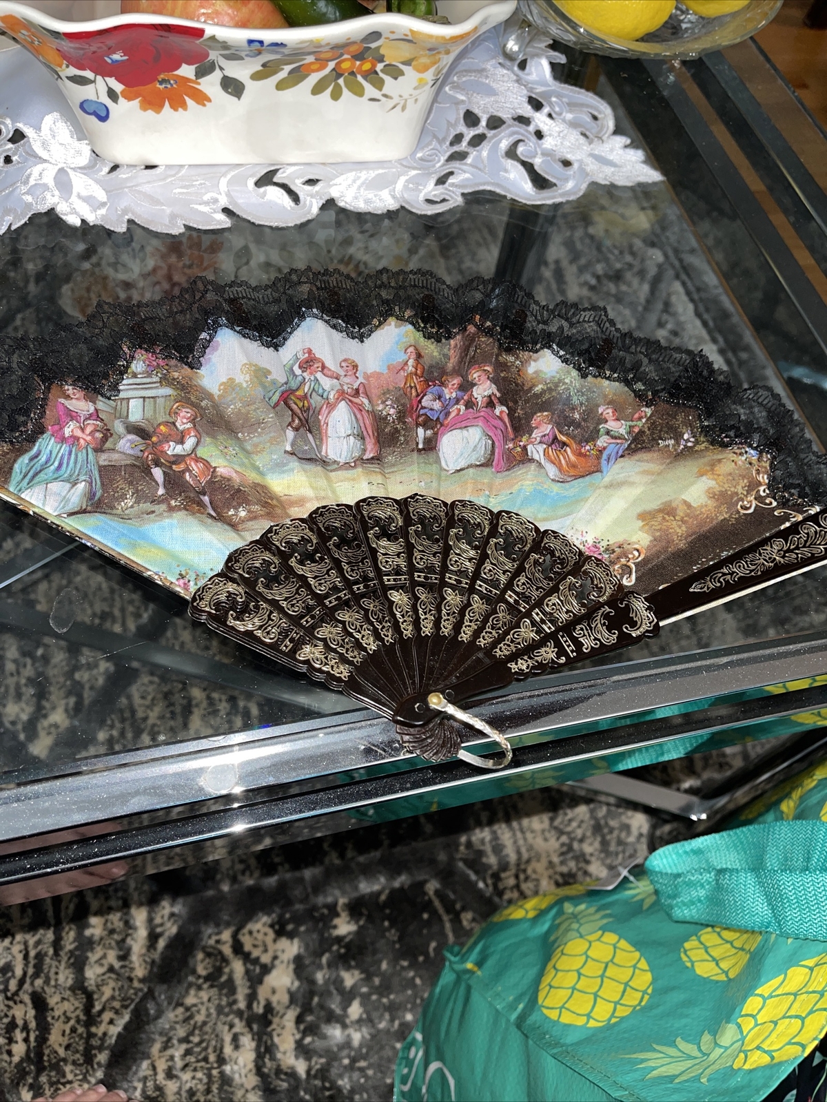 Hand Fan with 18th Century Scene, Summer Cool, Purse … - Gem