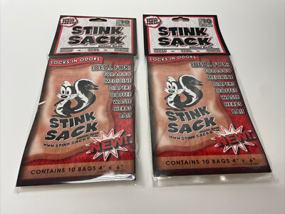 2 packs of 4 x 6 Stink Sack Smell Proof Storage Bags (10 bags per pack ...