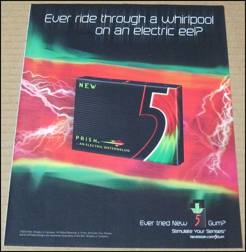 2010 5 Gum Prism Electric Watermelon Print Ad Advertisement VTG Wrigley ...