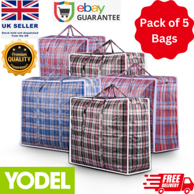 5 X Extra Large Laundry Zipped Reusable Strong Shopping Storage Bags ...