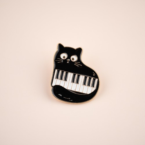 Cute Adorable Black Cat Piano Music Keyboard Kitten Pin Brooch Badge ...