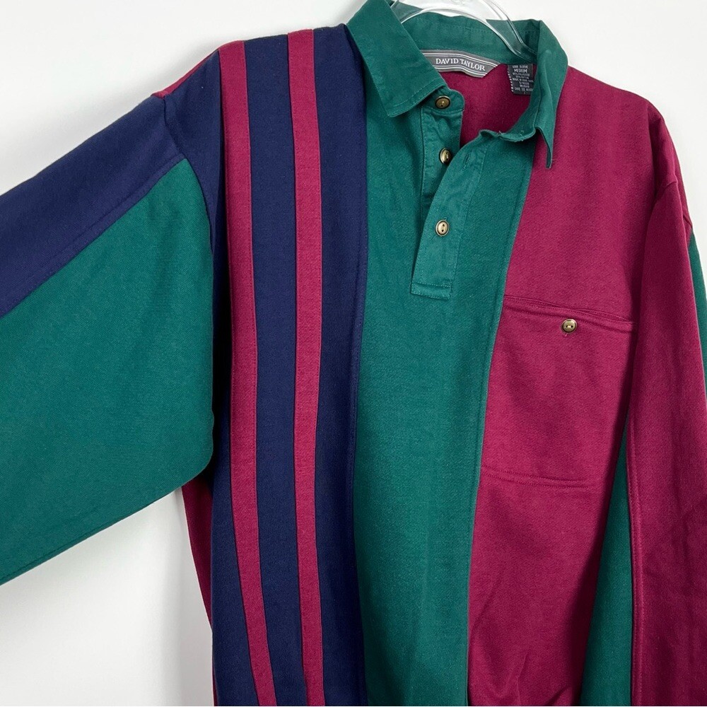 Vintage David Taylor 90s Color Block Sweater Size Med… - Gem