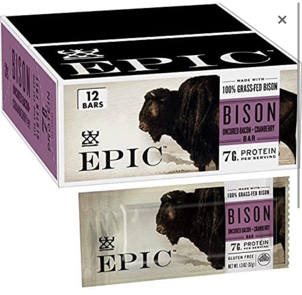 1 New EPIC Bar Bison Uncured Bacon Cranberry Bar Grass-Fed Paleo Keto ...
