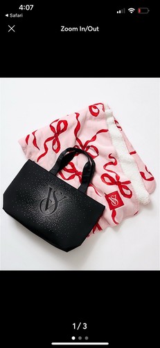 VS CHALK ROSE BOWS BLANKET AND BLACK BLING TOTE BAG BUNDLE | eBay