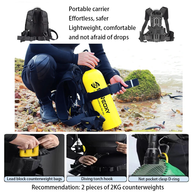 Scuba Diving Kit Full Face Snorkel Mask 4L Air Oxygen Tank 3000PSI ...