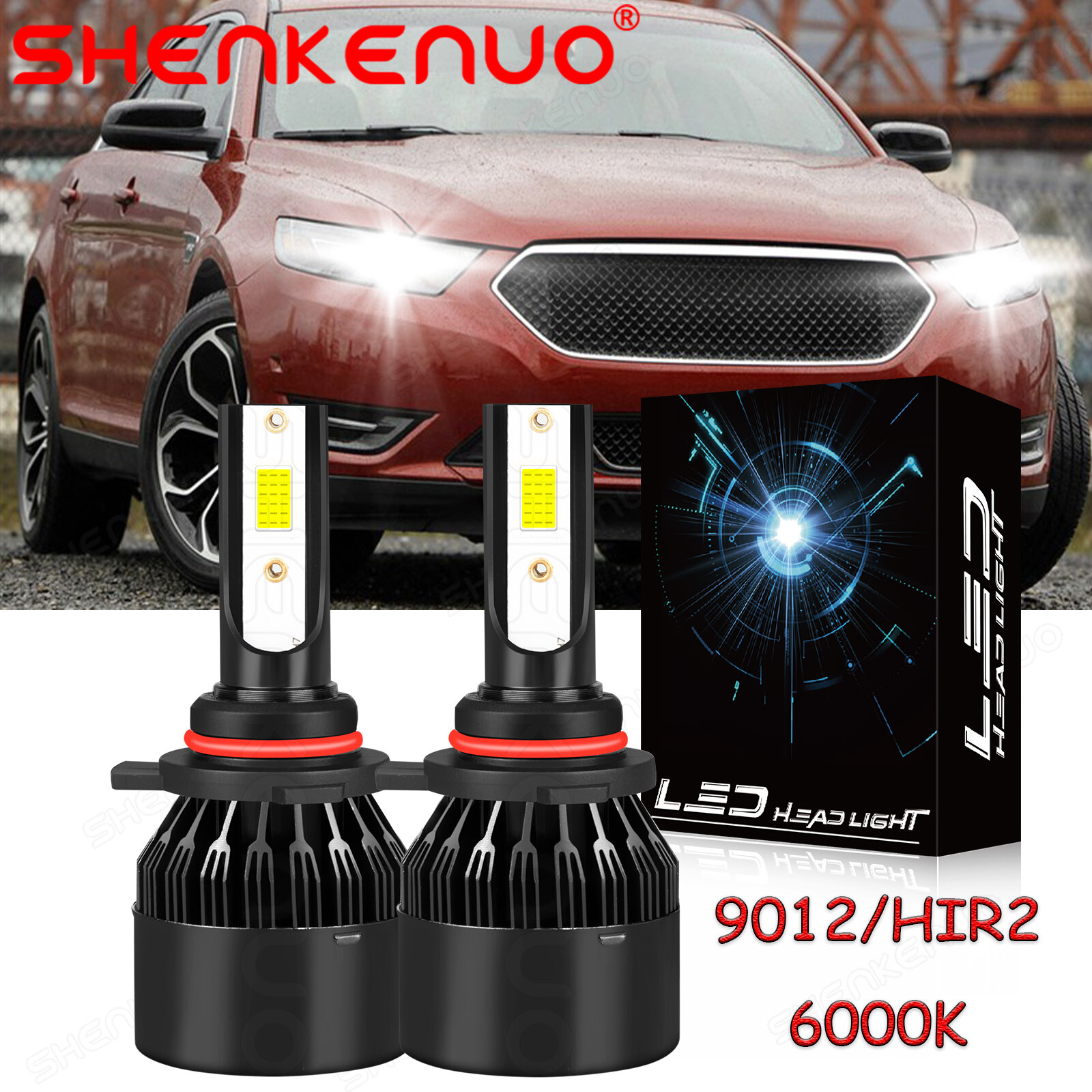 For FORD Taurus 2013-2019 2PC 9012 LED Headlight High/Low Beam Bulbs ...