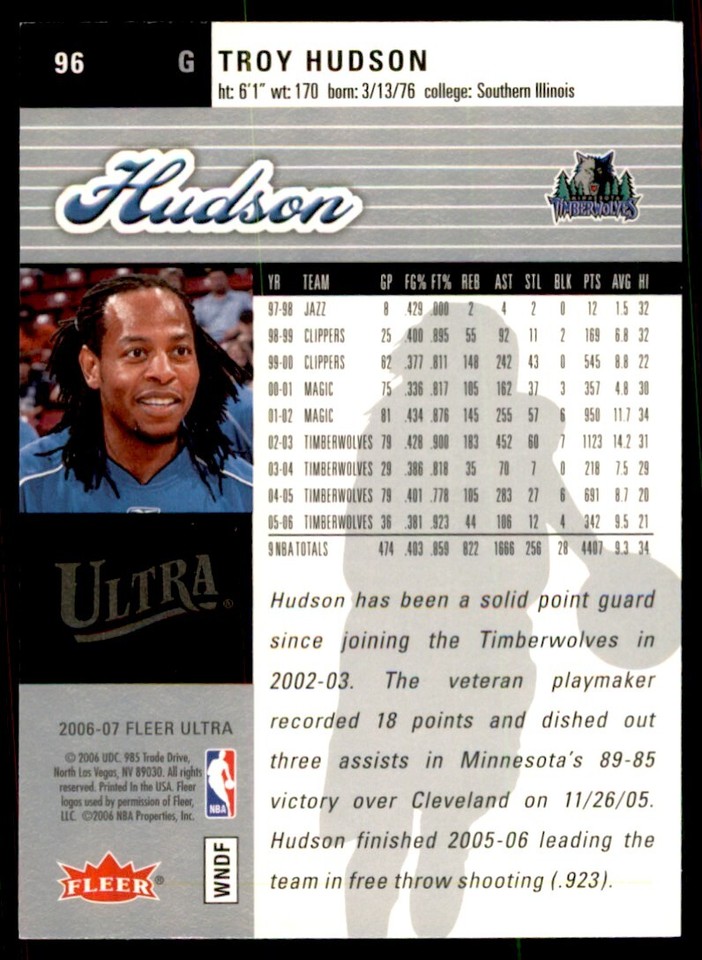 2006-07 Fleer Ultra. Troy Hudson Basketball Cards #96 | eBay