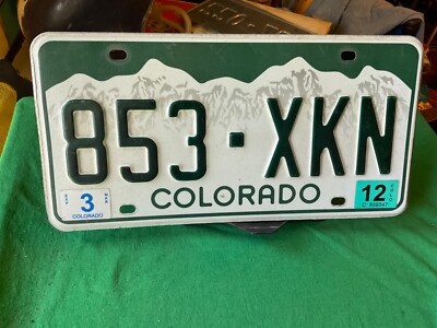 License Plate Vintage Colorado 853 XKN 2012 Snow Covered Mountains ...