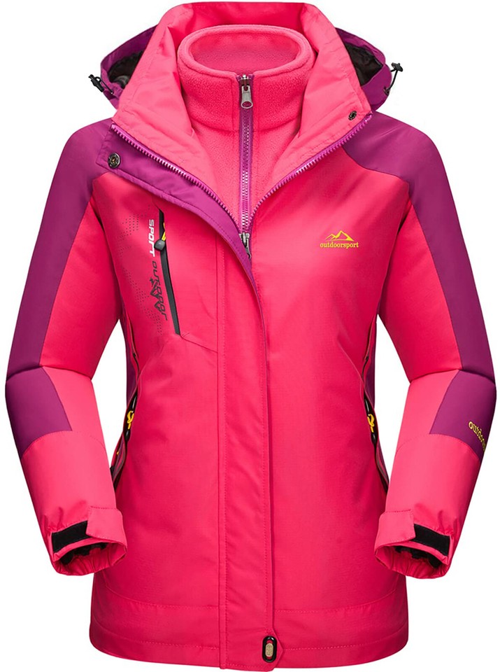 Womens 3-in-1 Winter Coat Snow Ski Jacket Waterproof Windproof Fleece ...
