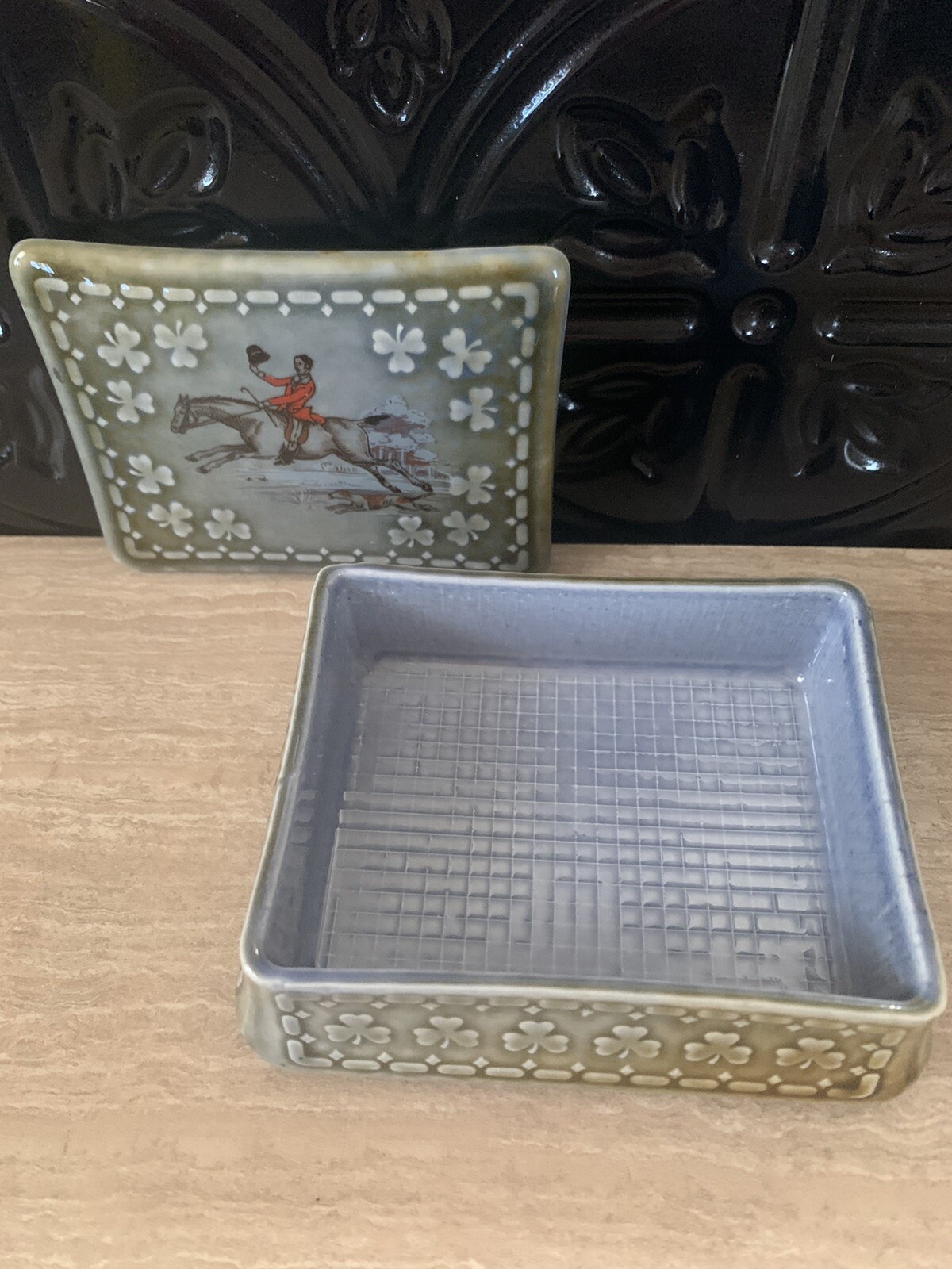 Vintage Irish Porcelain Wade Co Armagh Trinket Box Ireland Hunting ...