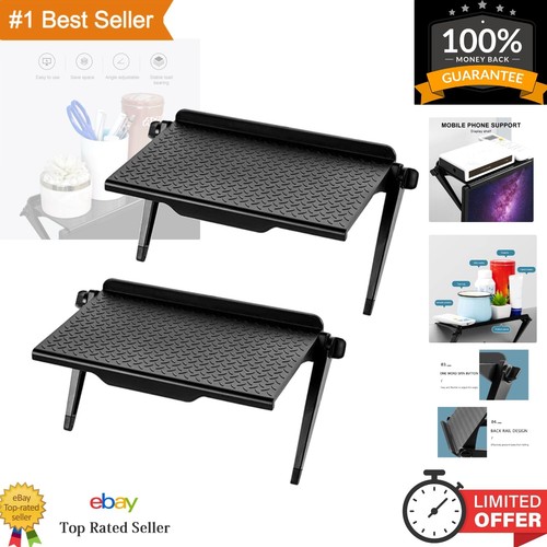 Adjustable Floating TV Shelf & Monitor Storage - Black ABS for Modern ...