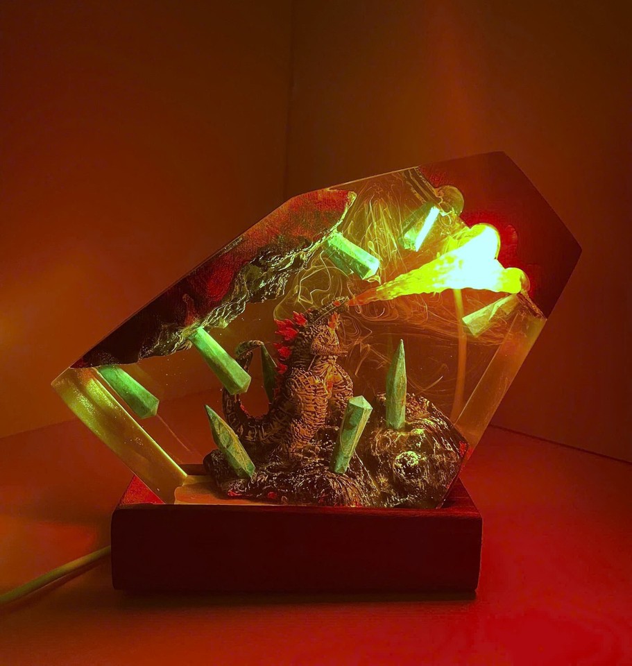 Godzilla Epoxy Resin Table Lamp/Desk Lamp, Custom Night Light, Gift for ...
