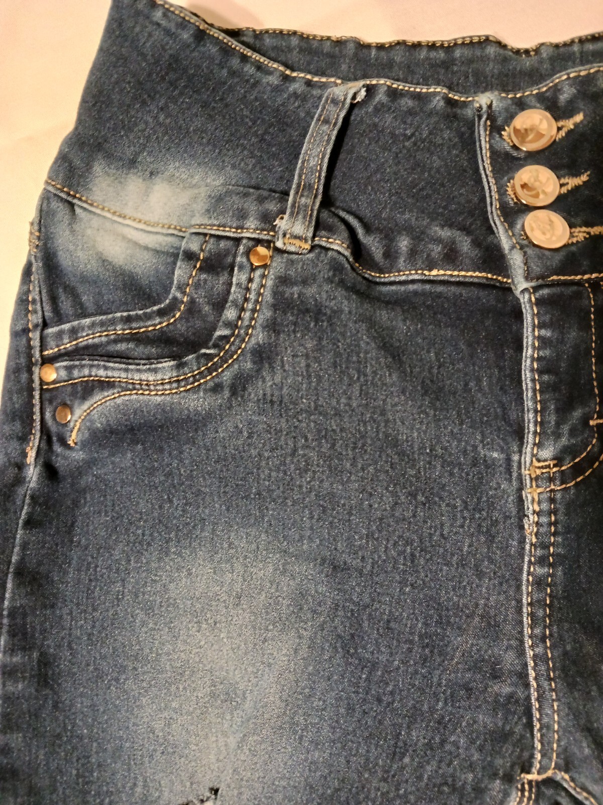 Women's Blue Jeans Distressed Dark Denim Blie Jean's Super Stretch ...