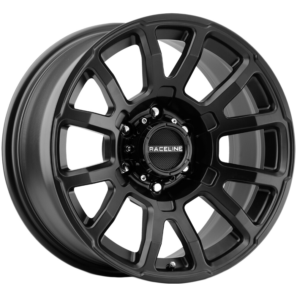 (Set of 4) Raceline 950B Gauge 16x8 6x4.5" +0mm Satin Black Wheels Rims ...