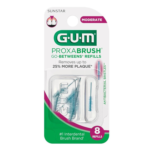 GUM 612A Proxabrush Go-Betweens Interdental Brush Refills Moderate 8 Ct ...