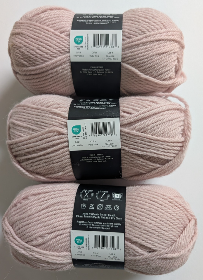 Eddie Bauer Wool-Paca Yarn - Pale Pink - 20% Alpaca 80% Merino Wool 3 ...