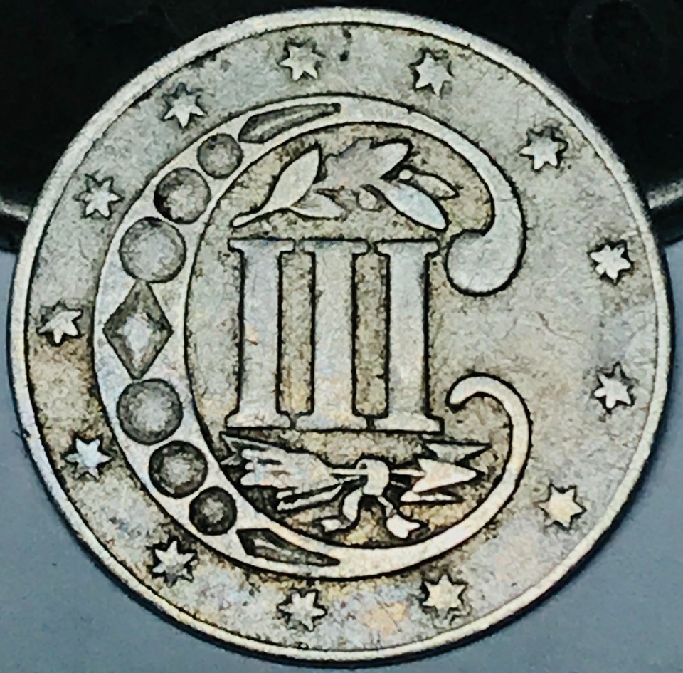 1858 Three Cent Silver Piece Trime 3c Type 2 Ungraded US Coin CC29061 ...