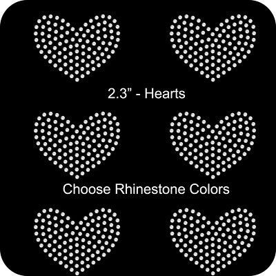 Sheet of 6 Hearts Rhinestone Transfer Hotfix Bling Iron On | eBay