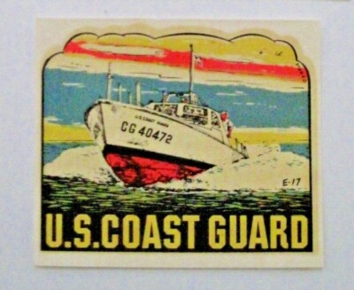 Great Vintage "US Coast Guard" Decal w/ Boat Pictured on It - Original ...