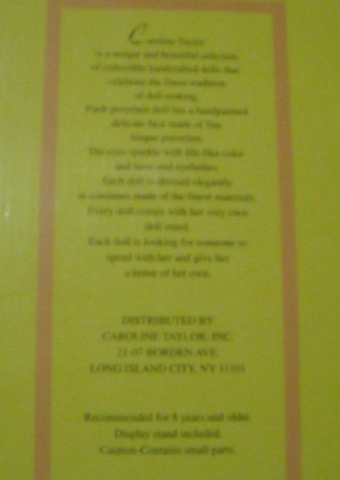 *NIB CAROLINE TAYLOR COLLECTION -SPECIAL EDITION 16" PORCELAIN DOLL ...