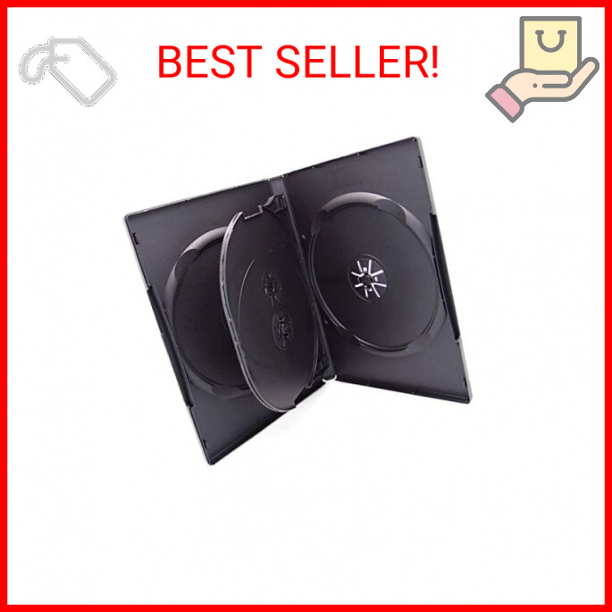 10 Pack Maxtek Standard 14mm Black Quad 4 Disc DVD Cases with Double ...