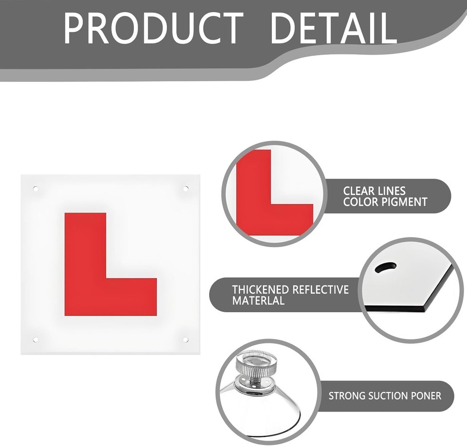 10PC Plates for Car, Learner Plates Reflective Plates Easy to Install ...