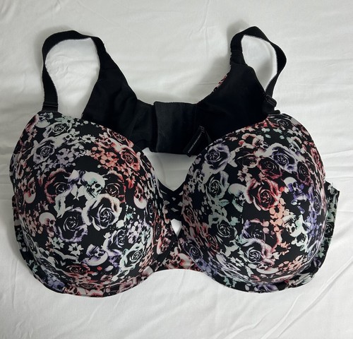 Torrid XO Plunge Push-Up Bra Floral And Skull Black Pink Purple Size ...