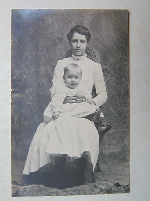 E2463 Postcard RPPC Lady with Child on lap Elmer Butler 15 year old mom ...