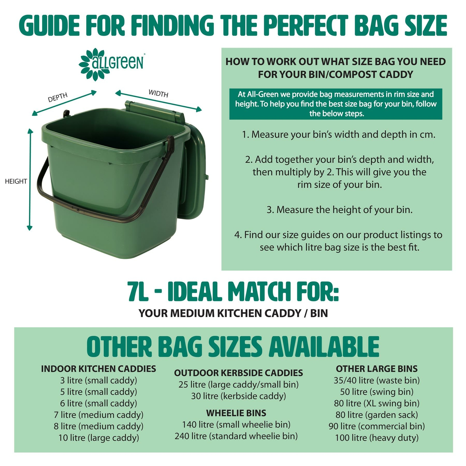 100 x 7L Addis Compostable Bags for Food Waste Caddies – 5 rolls | eBay