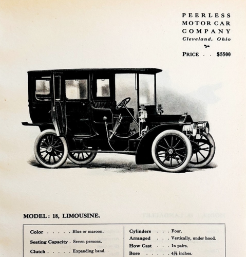 1908 Peerless Model 18 Limousine Print Catalog Advertisement ...