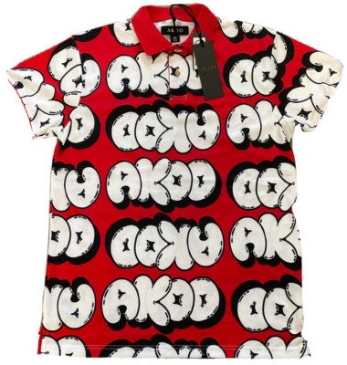 Akoo Men's Short Sleeve Inked Polo Shirt, Racing Red, XL | eBay