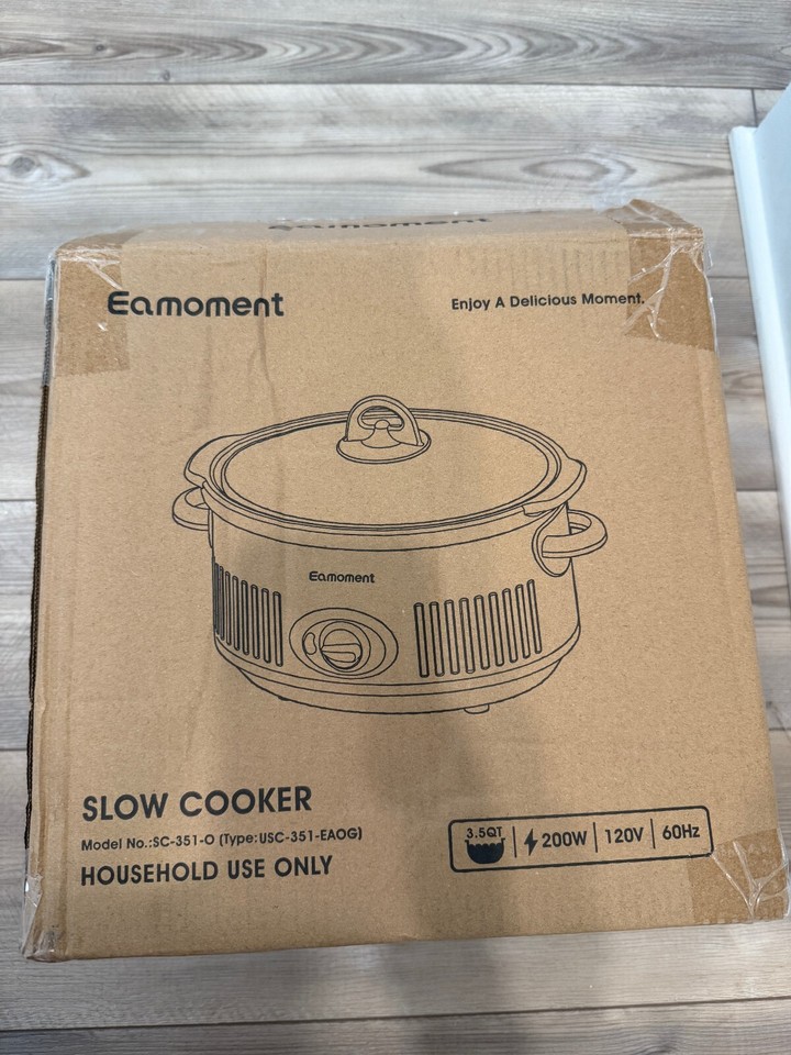 Eamoment 3.5QT Slow cooker in pearl white. Low, High and warm settings ...