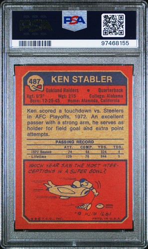 1973 TOPPS #487 KEN STABLER ROOKIE RC PSA 2 | eBay