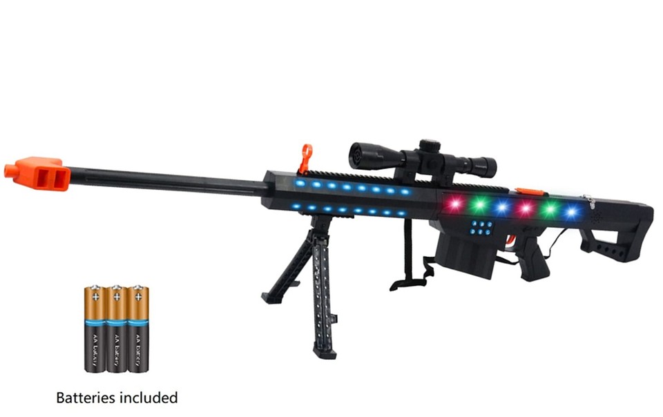 42" Barrett Toy Sniper Rifle w/ Lights Sound & Vibration Strap &Battery ...