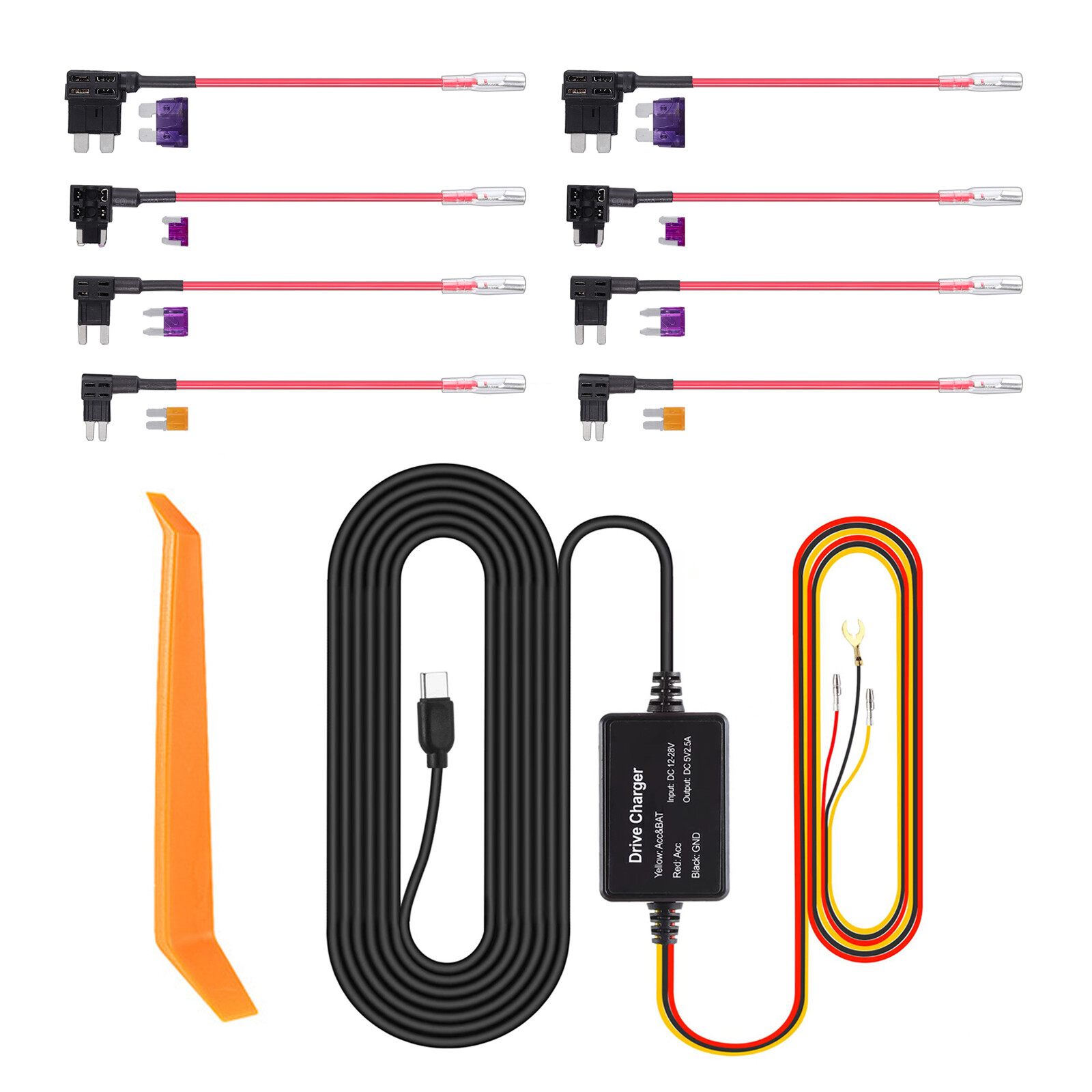 3.2m Car Dash Cam Hard Wire Kit Universal Hardwire Fuse Box Mini USB ...