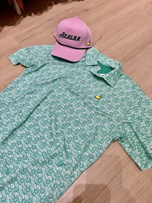 MASTERS Azalea Rope Hat and Mens M Masters Pin Collection Shirt | eBay