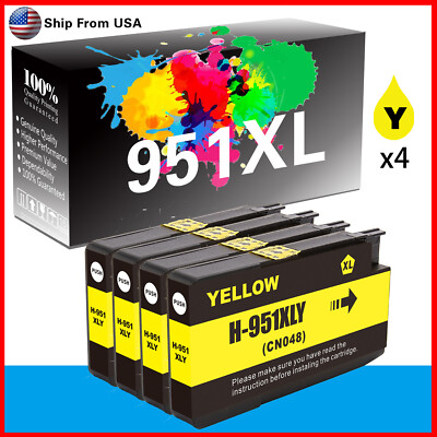 4PK 951 XL 951XL Toner Cartridge Yellow for Officejet Pro 6230 6830 ...