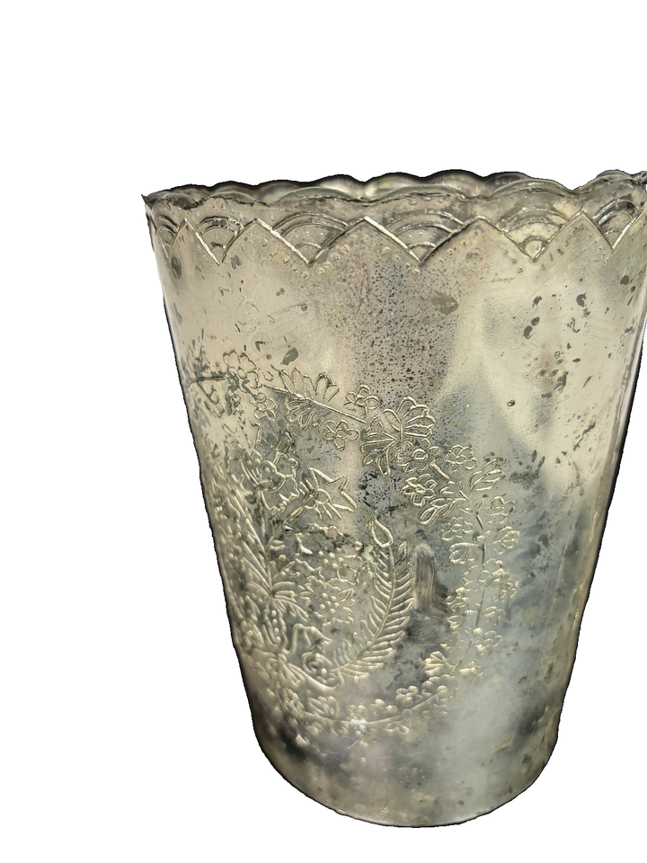 7" Tall Silver Mercury Glass Vase With 5 1/2" Diameter Opening | eBay