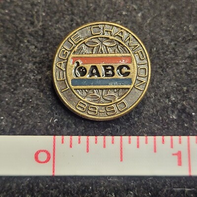ABC Bowling League Champion 89-90 gold tone Lapel Badge Vest Hat Bag ...