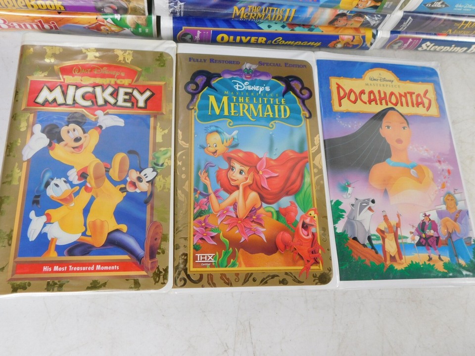 28 Disney Animated VHS Tapes Movies Shell Cases 5 Sealed Mermaid ...