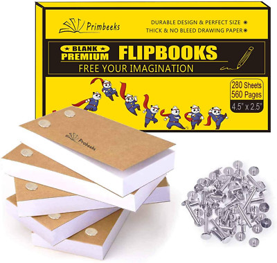 PRIMBEEKS Premium Blank Flip Books Paper with Holes 280 Sheets 560 ...