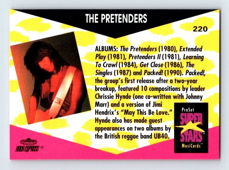 CHRISSIE HYNDE THE PRETENDERS Super Stars MusiCards Pro Set Trading ...